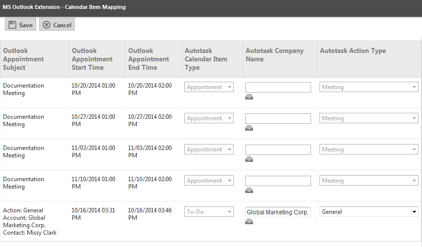 Transferring Calendar Items Between Outlook And Autotask